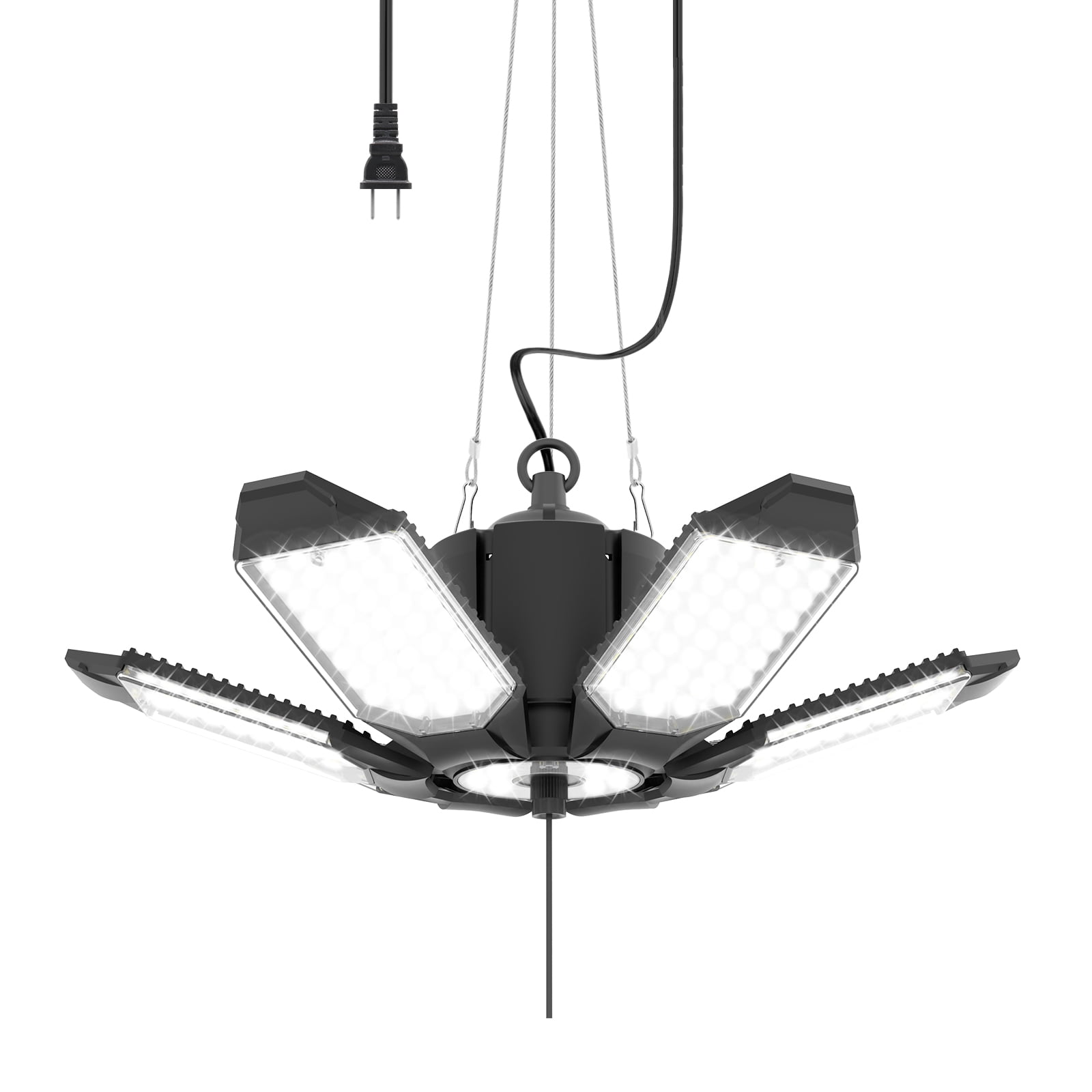 Plug in Garage Light, 200W 20000LM Linkable LED Shop Light w/Pull ...