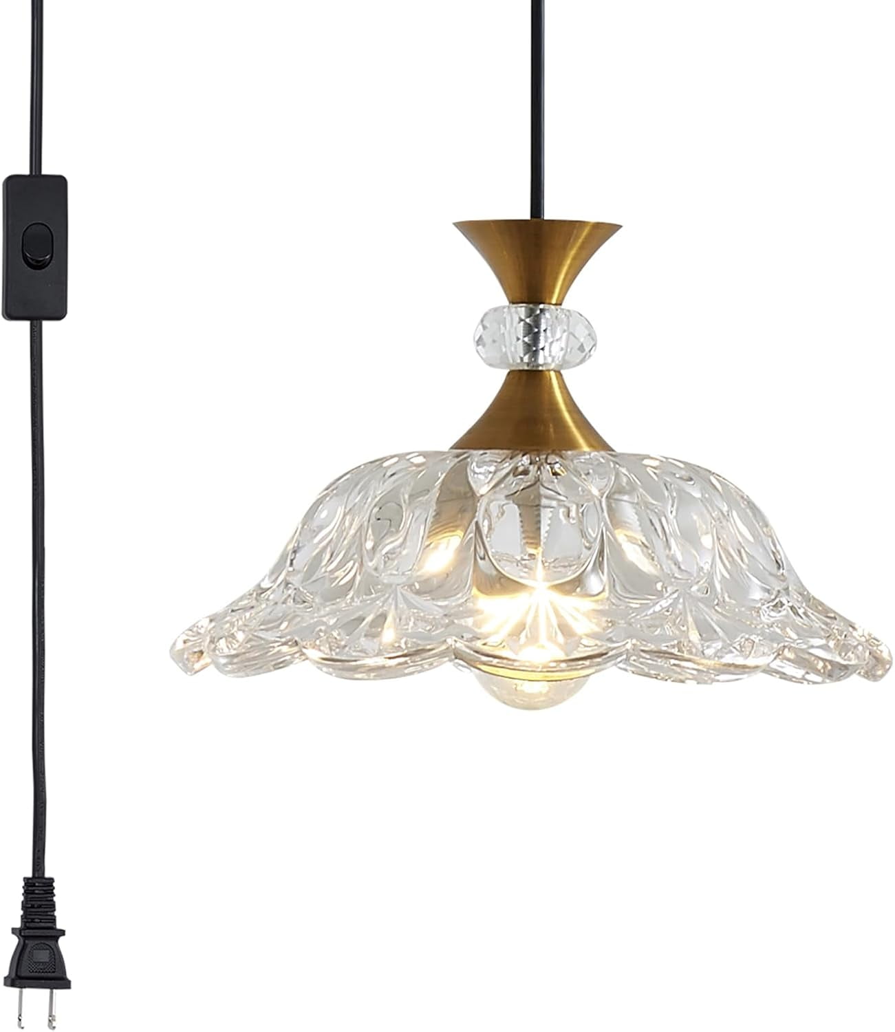 Plug in Gold Pendant Light Plugin Kitchen Glass Pendant Lighting ...