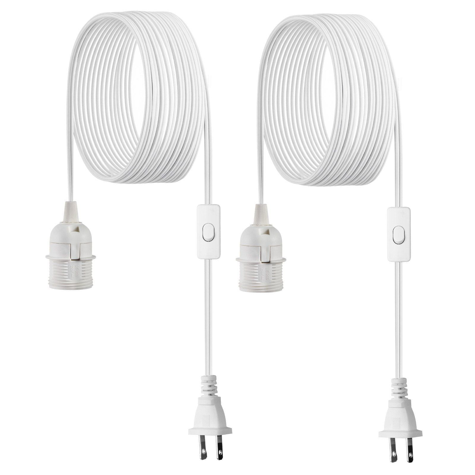 Plug in Hanging Light Cord Kit 16ft Lantern Extension Cords 2 Pack E26 ...