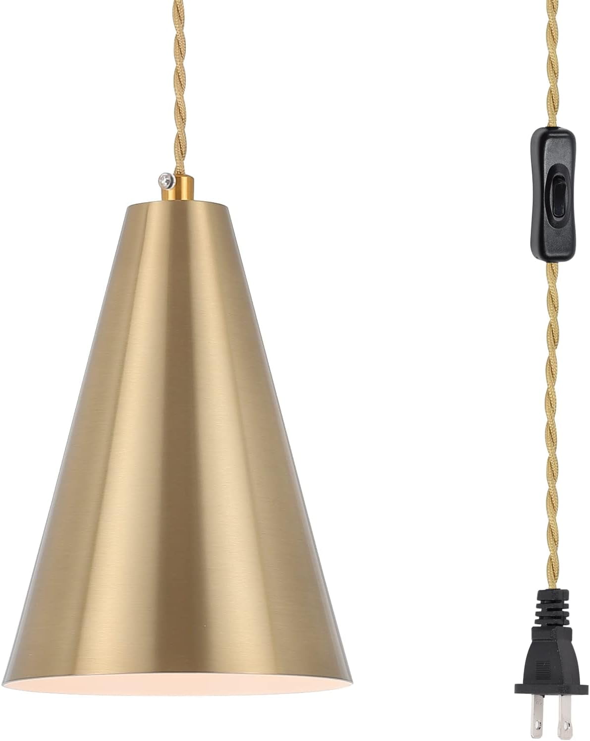 Plug-In Gold Pendant Light, Hanging Lights with Cord On/Off Switch ...