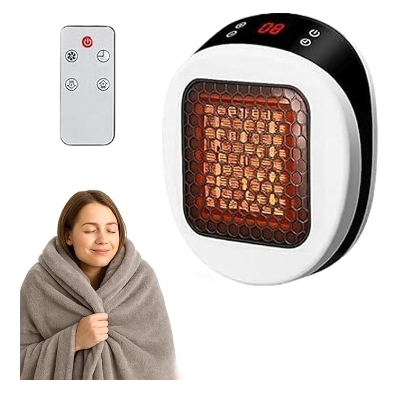 Plug In Heater with Remote Control, 600W Wall Outlet Electric Heater ...