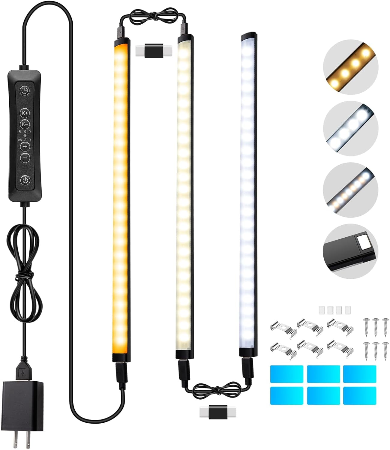 Plug in LED Under Cabinet Lights Bar for Kitchen,Dimmable Mini LED ...