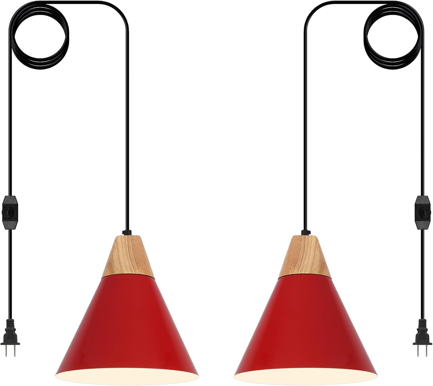 Plug in Pendant Light, 2 Pack 9.4inch Hanging Lights with Plug in Cord ...