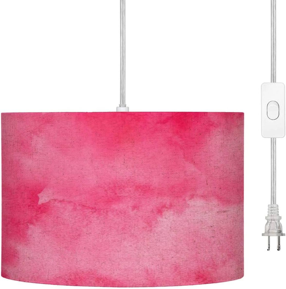 Plug in Pendant Light Abstract Pink Hanging Lamp with Plug in Cord 16.4 ...