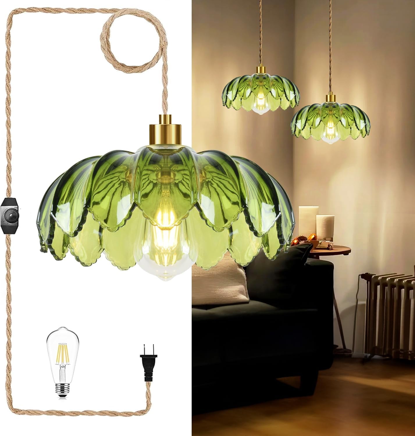Plug in Pendant Light Hanging Lights with Plug in Cord Boho Hanging ...