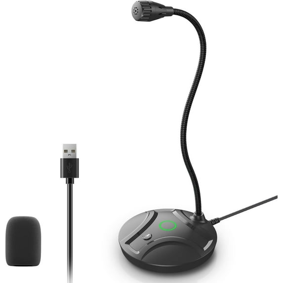 Plug & Play Computer Microphone, Flexible Gooseneck & Mute Button ...