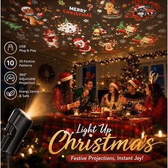 Halloween Projector, Christmas Projector Indoor, USB Holiday Night ...