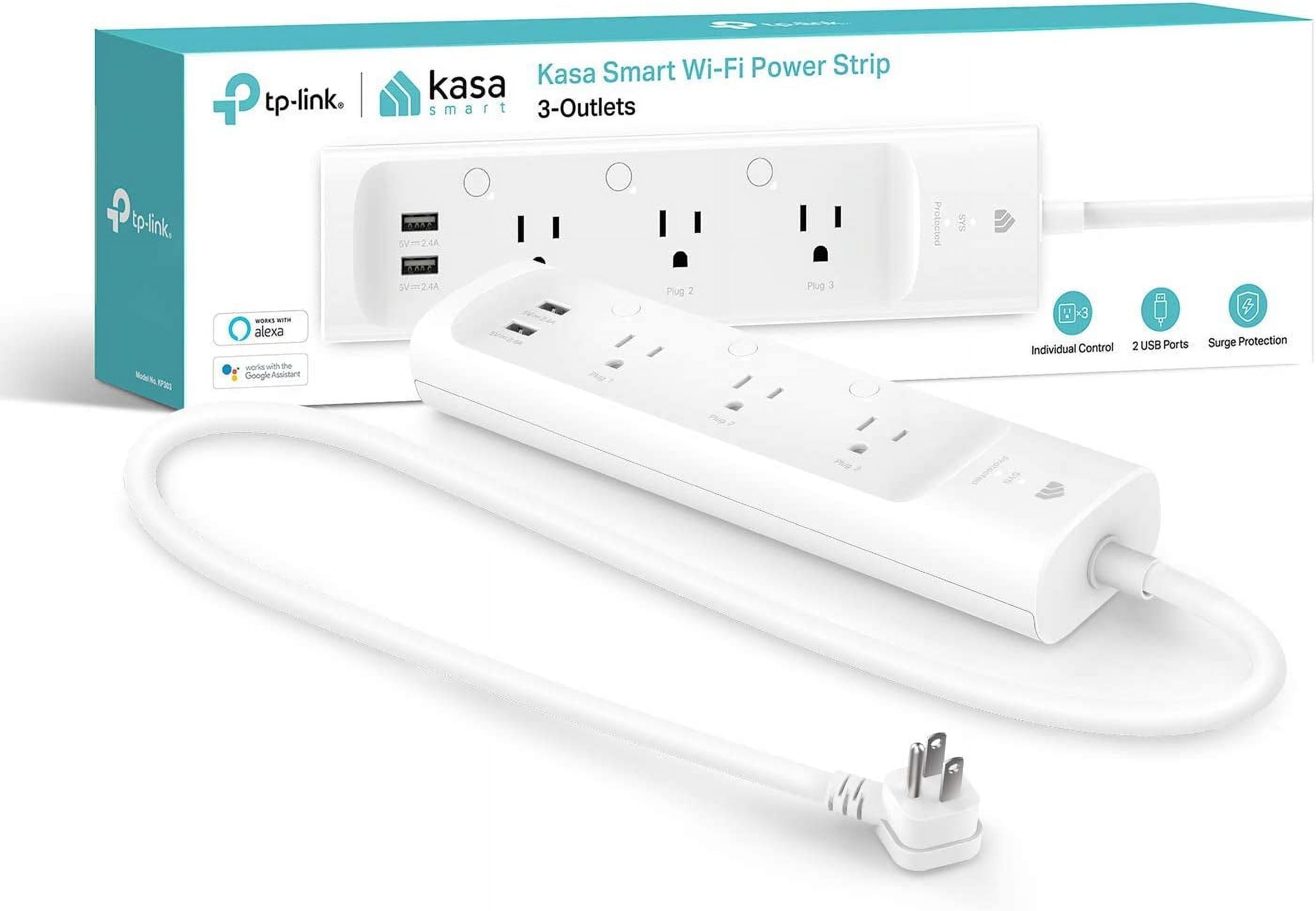 Plug Power Strip KP303, Surge Protector with 3 Individually Controlled ...