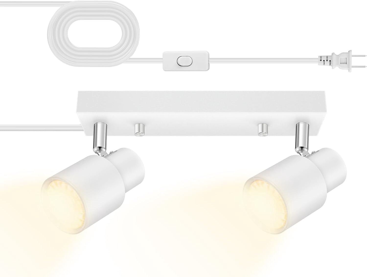 Plug in Track Lighting Fixtures Ceiling, White Track Light LED, 2-Light ...