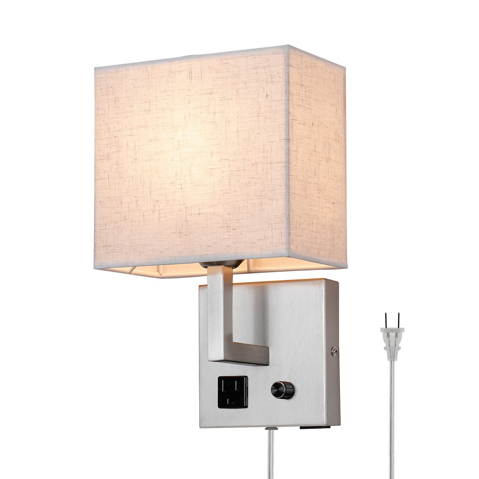 Plug in Wall Sconce, Bedside Wall lamp with Plug and dimmable Switch ...