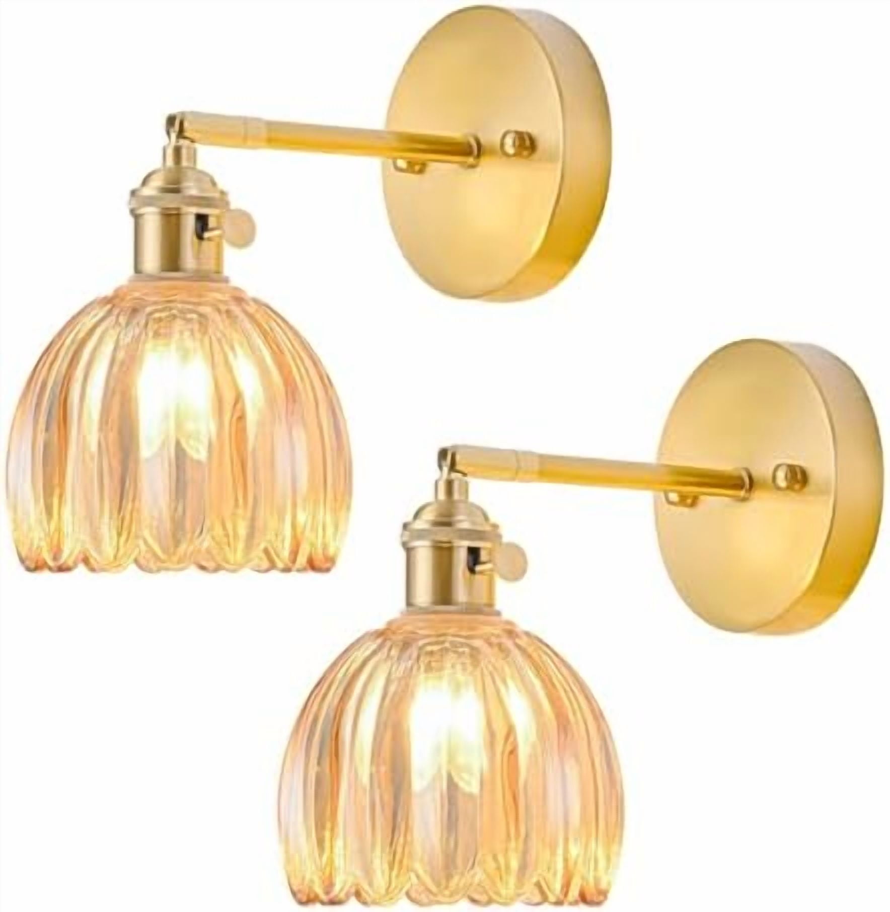 Plug in Wall Sconces Set of 2, Vintage Wall Sconce Light with Tulip ...