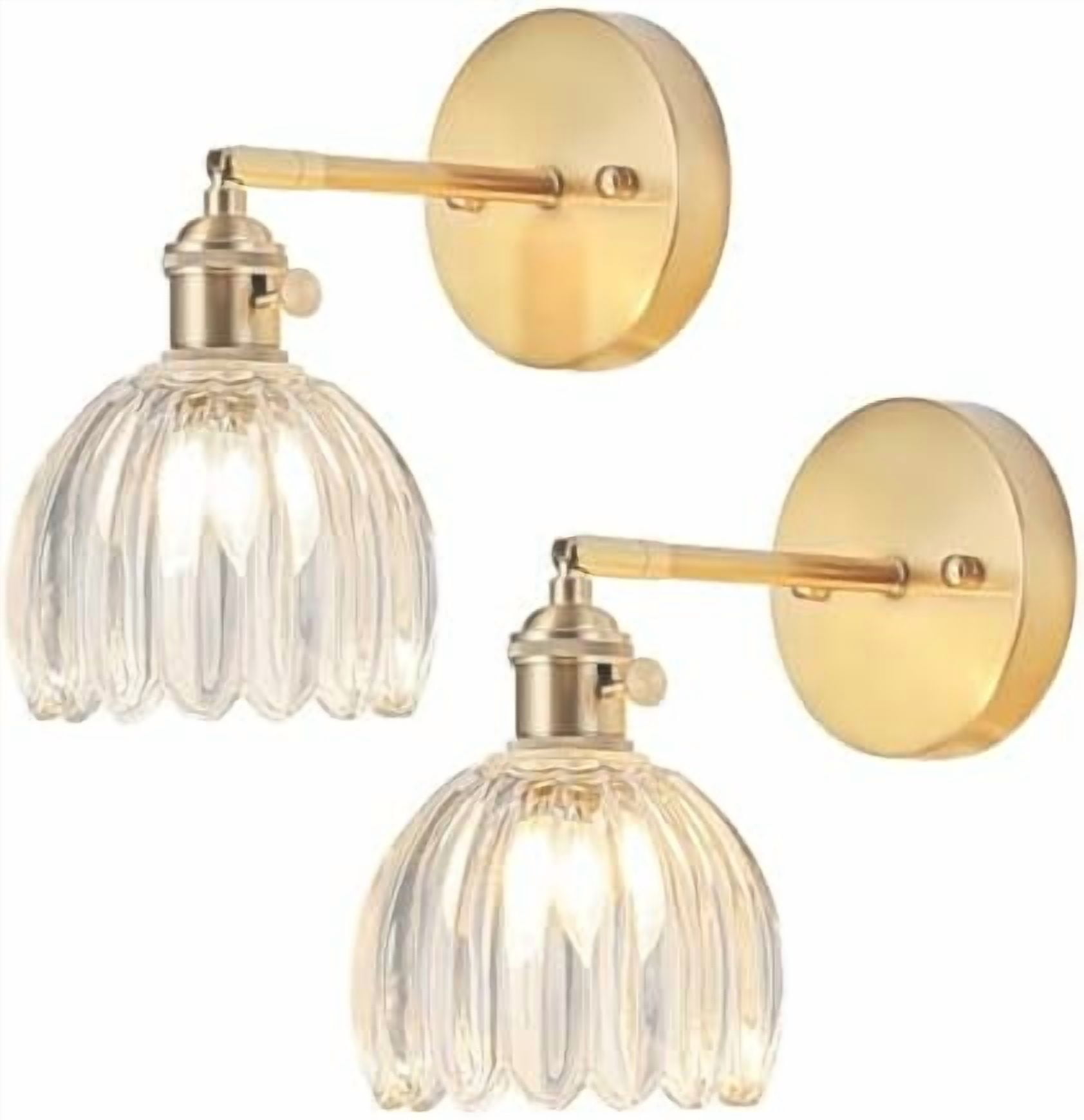 Plug in Wall Sconces Set of 2, Vintage Wall Sconce Light with Tulip ...