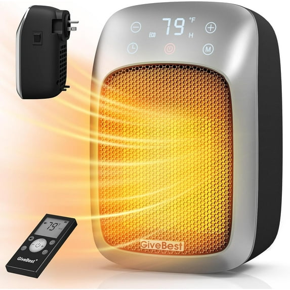 Plug in Wall Space Heater With Remote, 800W Small Outlet Heater With ...