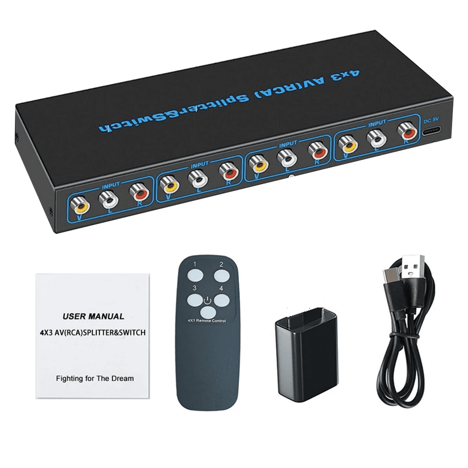 Plug and Play AV RCA Switcher Switch Between Multiple Devices with ...