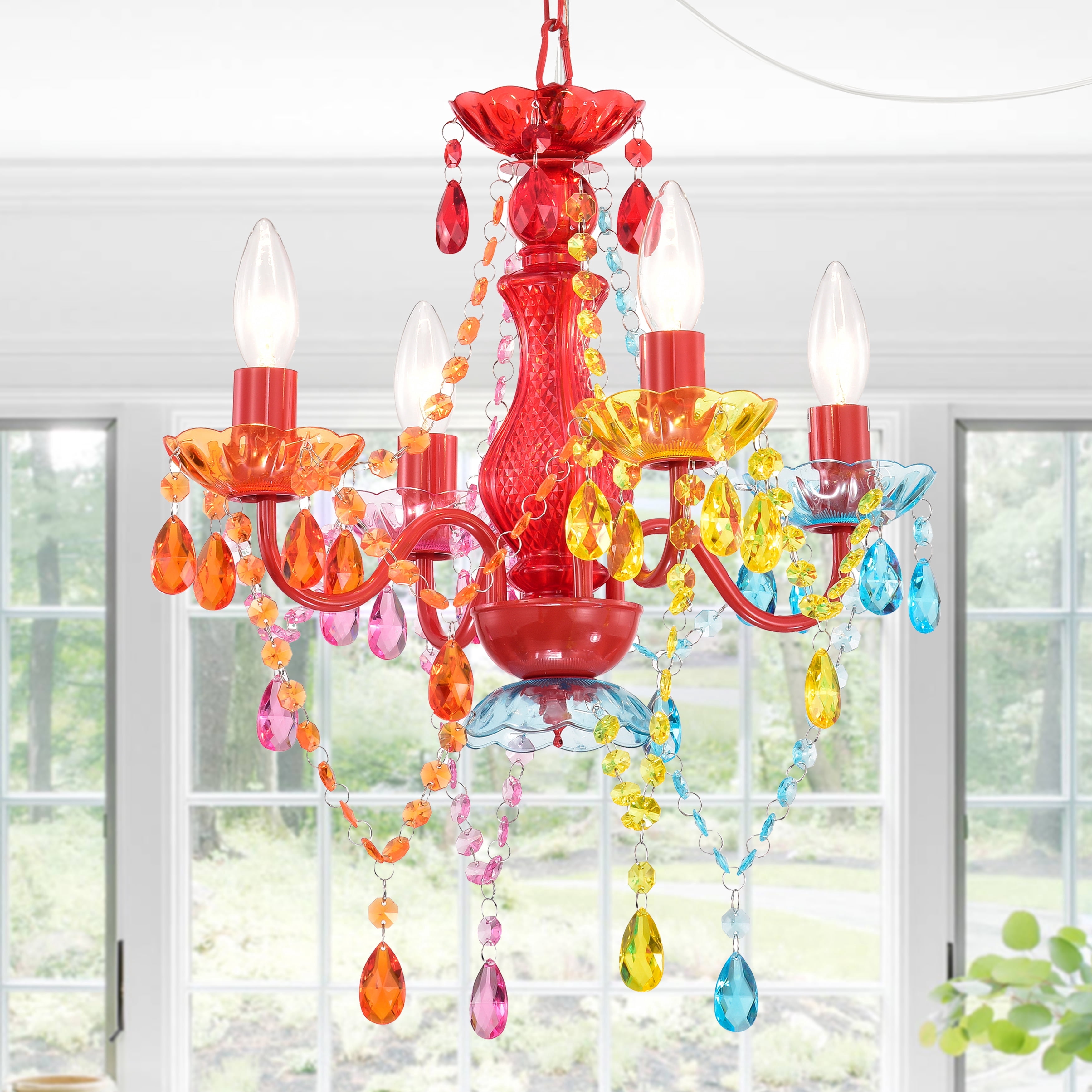 Plug in Chandelier Lighting with Cord Colorful Chandelier Light ...