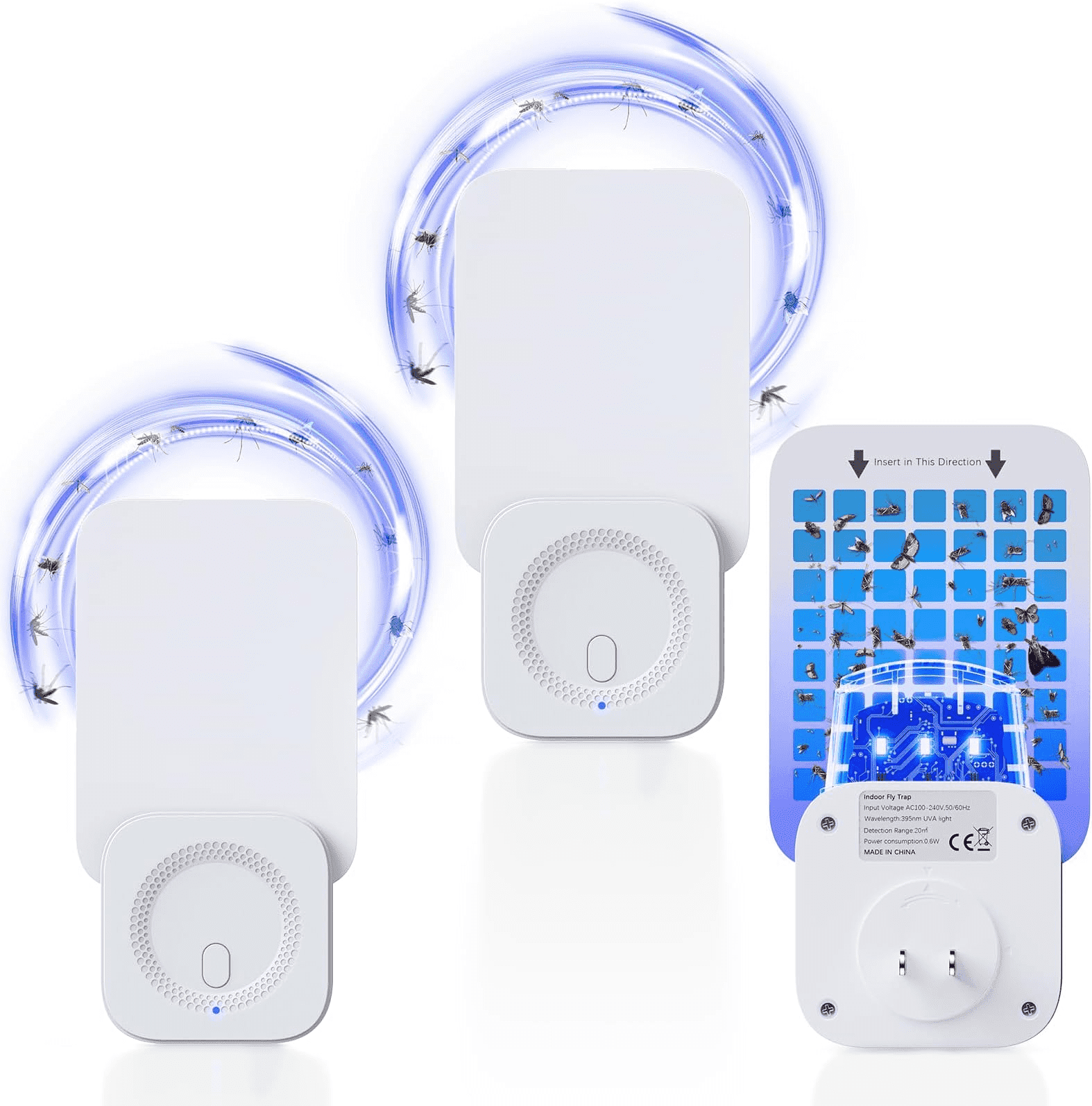 Plug-in Electric Bug Zapper Indoor Fly Trap Wall Mounted Mosquito Trap ...