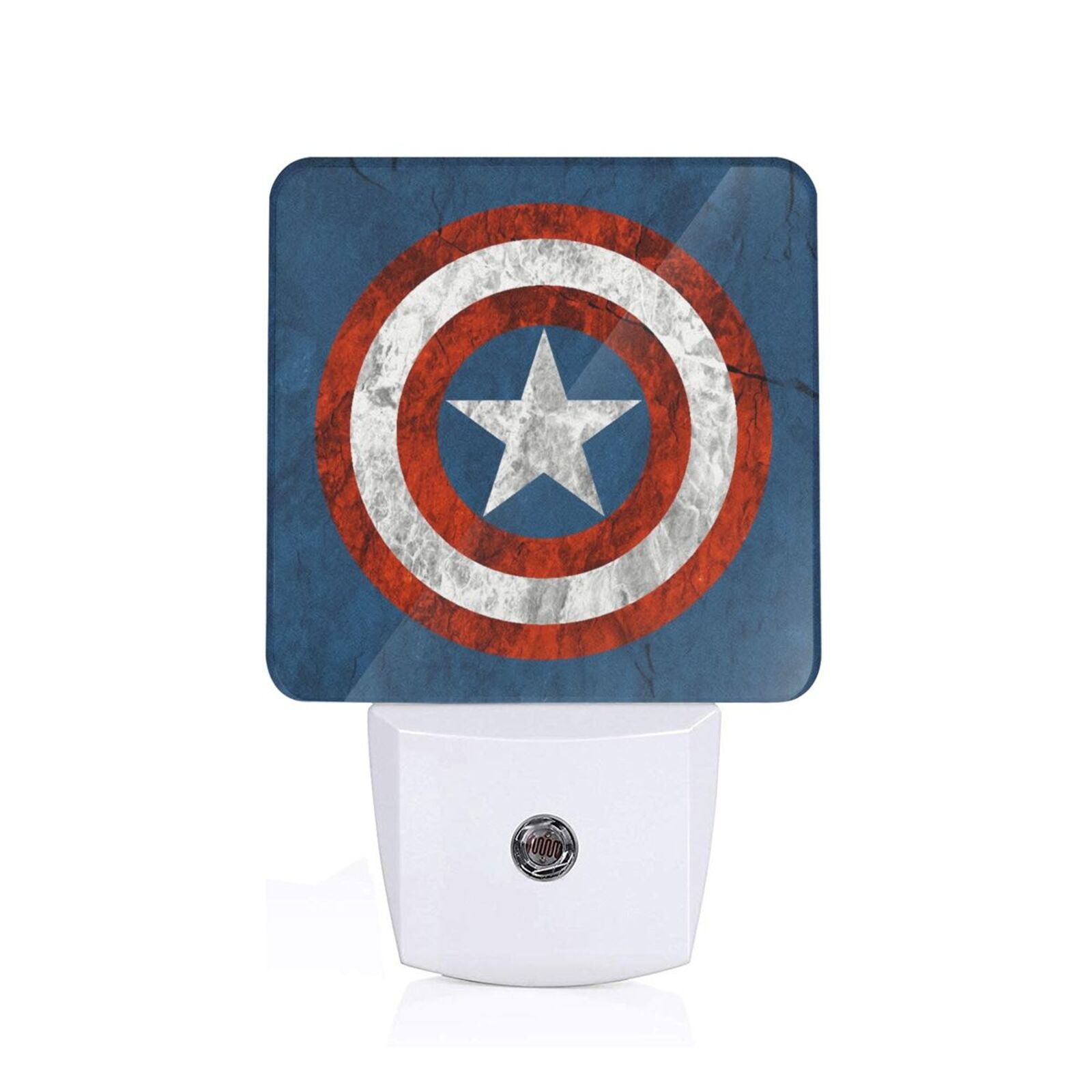 Plug-in LED Night Light Lamp Captain America Logo with Dusk to Dawn ...