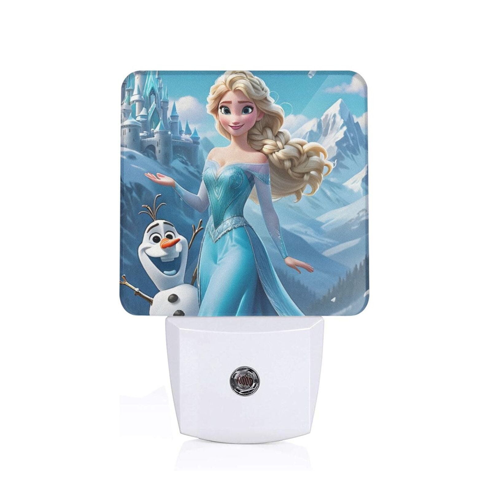 Plug-in LED Night Light Lamp Frozen Elsa Snowflake Swirls Princess Pose ...