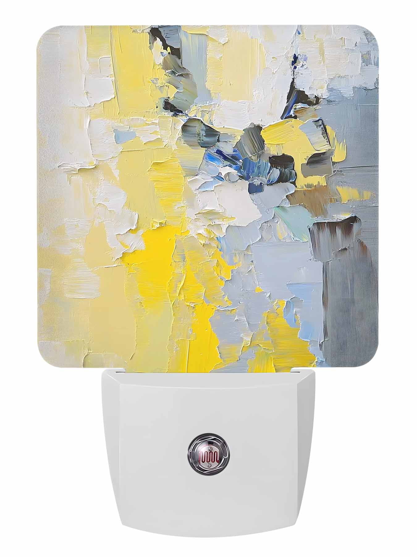 Plug-in Night Light,Abstract Watercolor Color Blocks Wall LED Lamp with ...