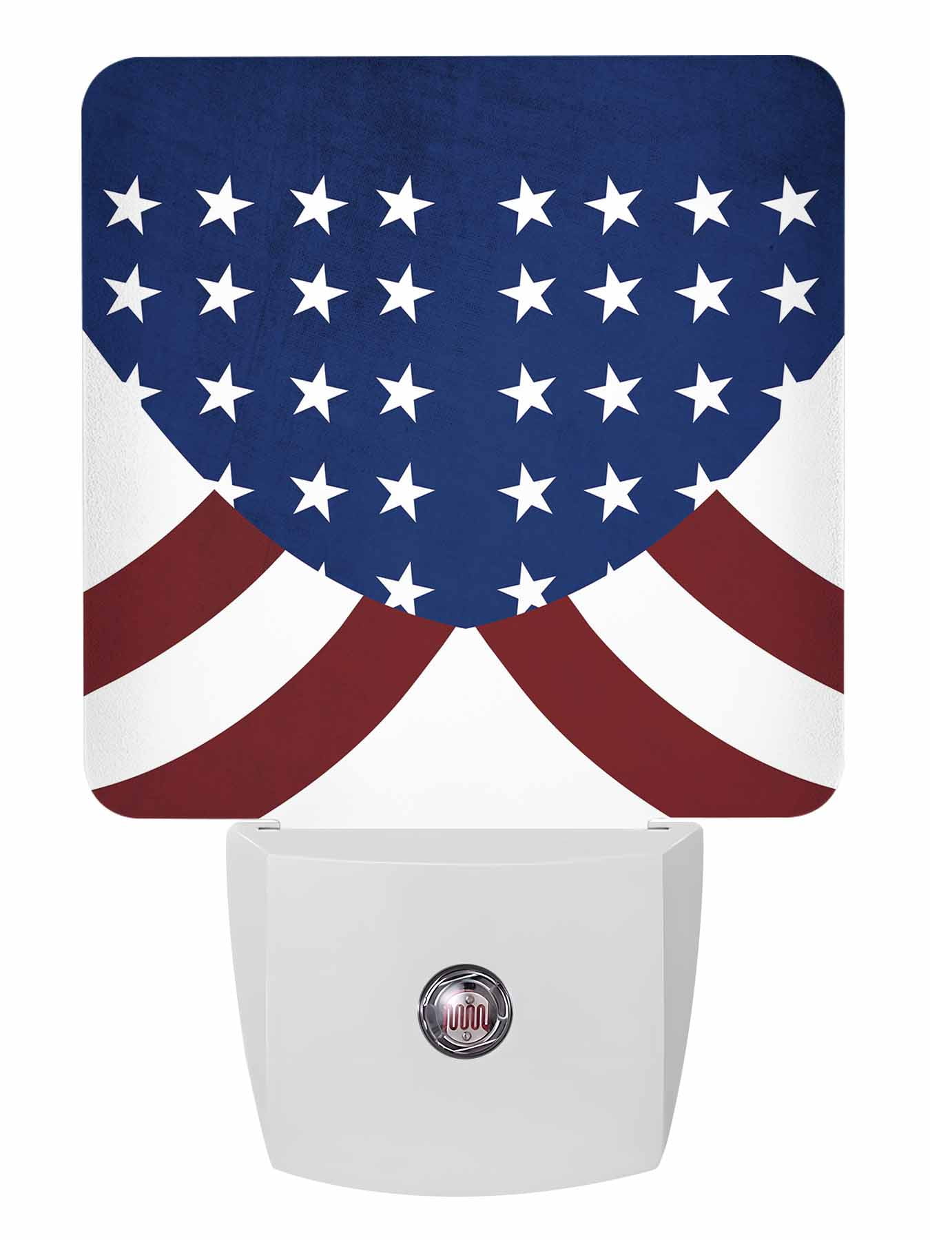 Plug-in Night Light,American Flag Wall LED Lamp with Sensor Auto Dusk ...