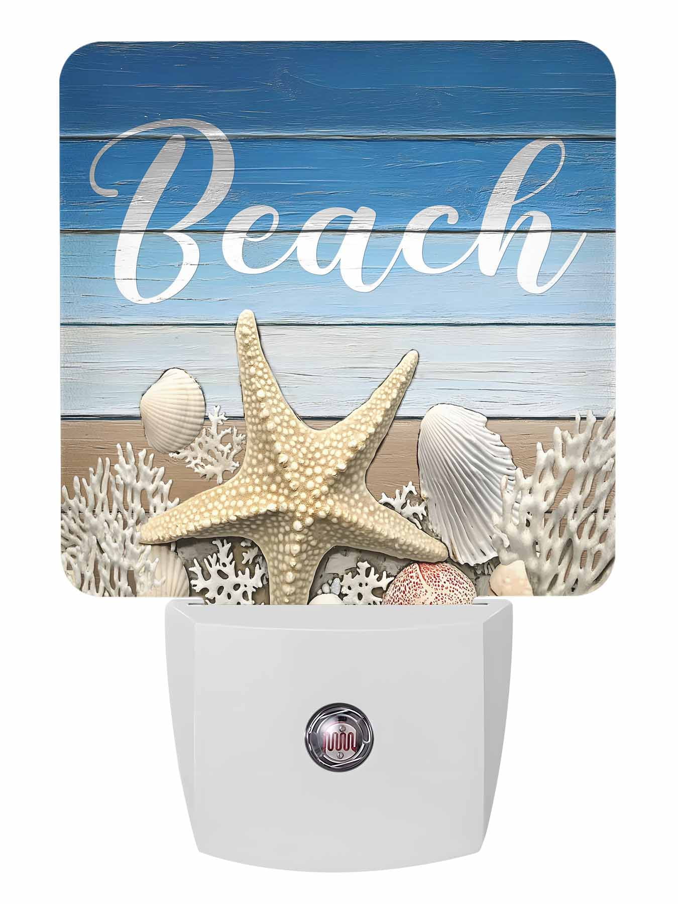 Plug-in Night Light,Beach Shell Starfish Ocean Wall LED Lamp with ...