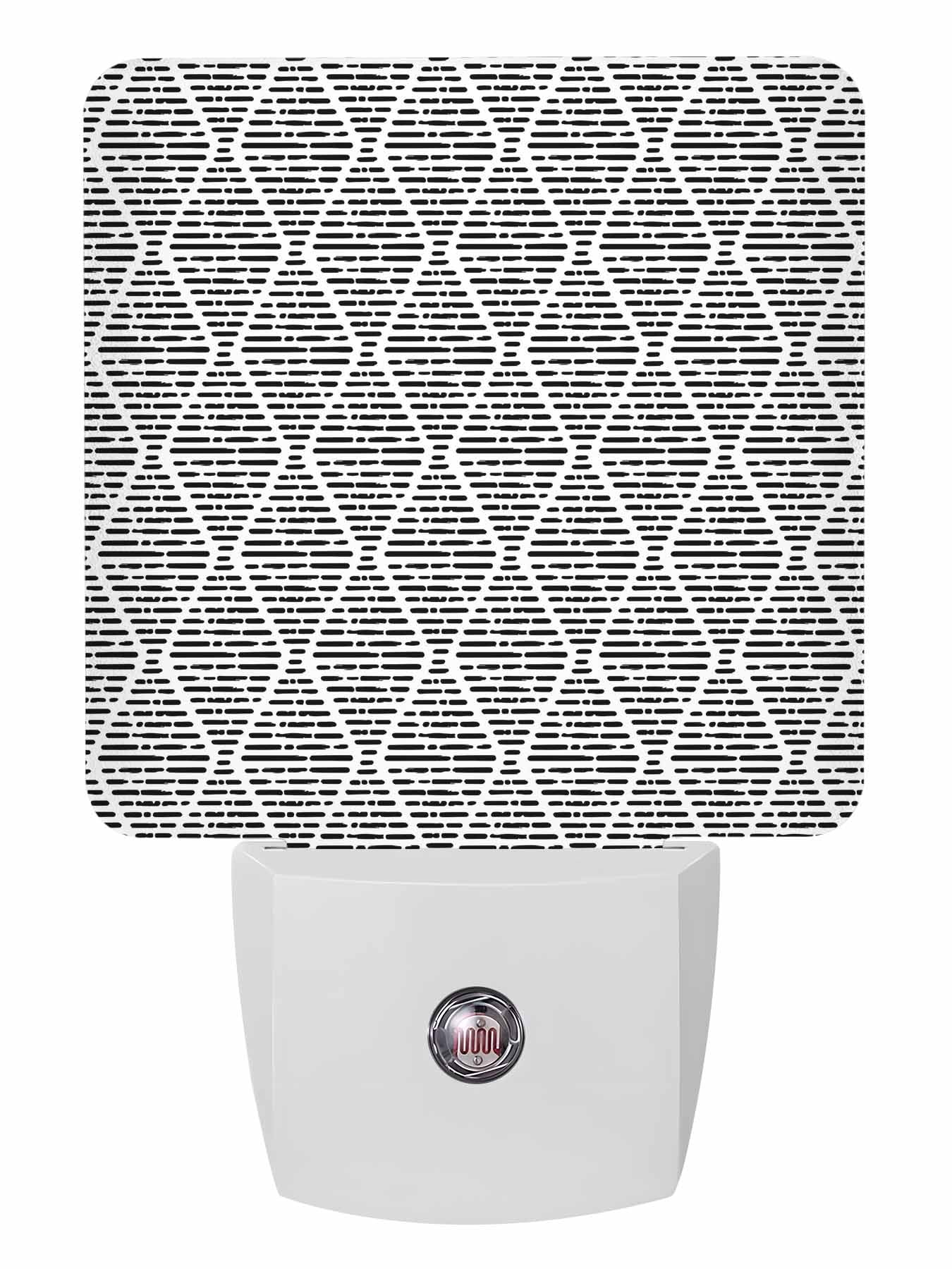 Plug-in Night Light,Black Stripes Diamond on White Wall LED Lamp with ...