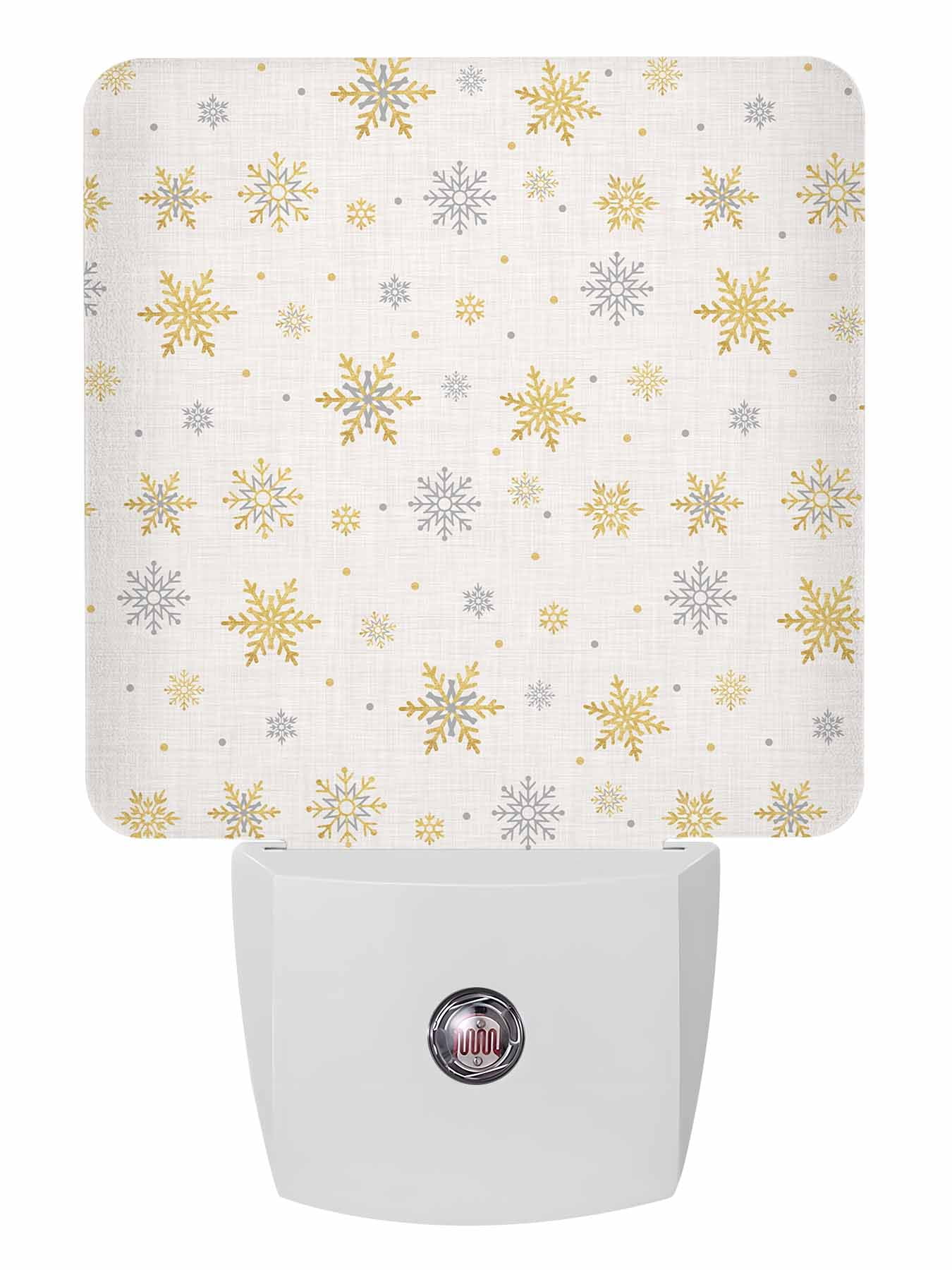 Plug-in Night Light,Christmas Gold Snowflake Retro Linen Wall LED Lamp ...