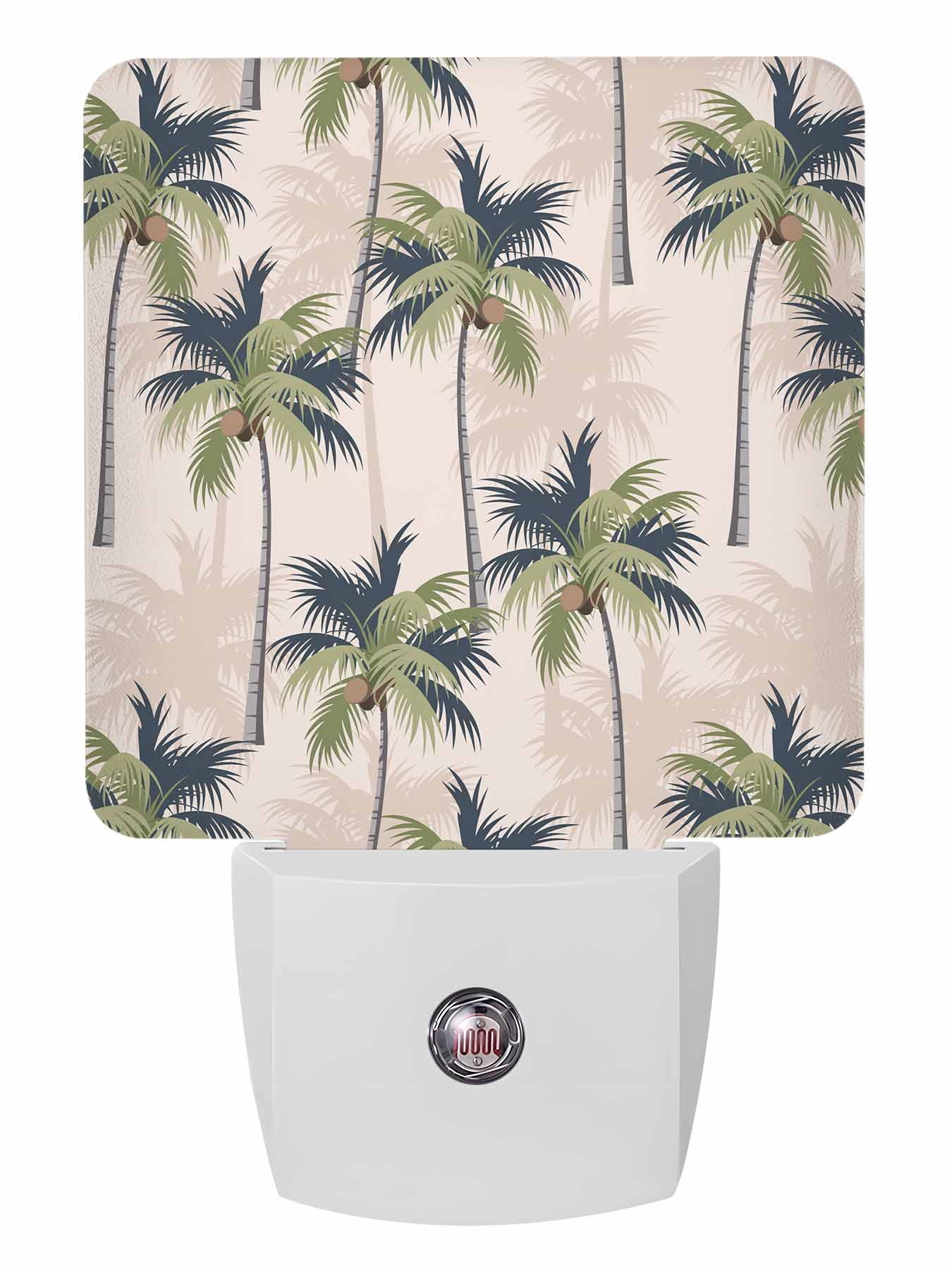 Plug-in Night Light,Coconut Tree Tropical Plant Wall LED Lamp with ...