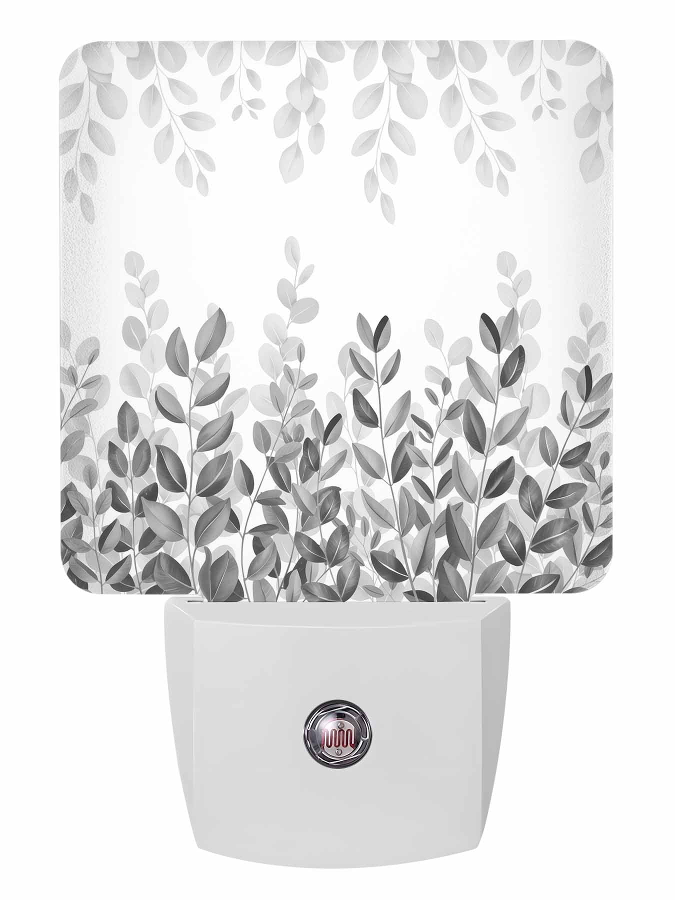 Plug-in Night Light,Farmhouse Gray Eucalyptus Leaves Wall LED Lamp with ...