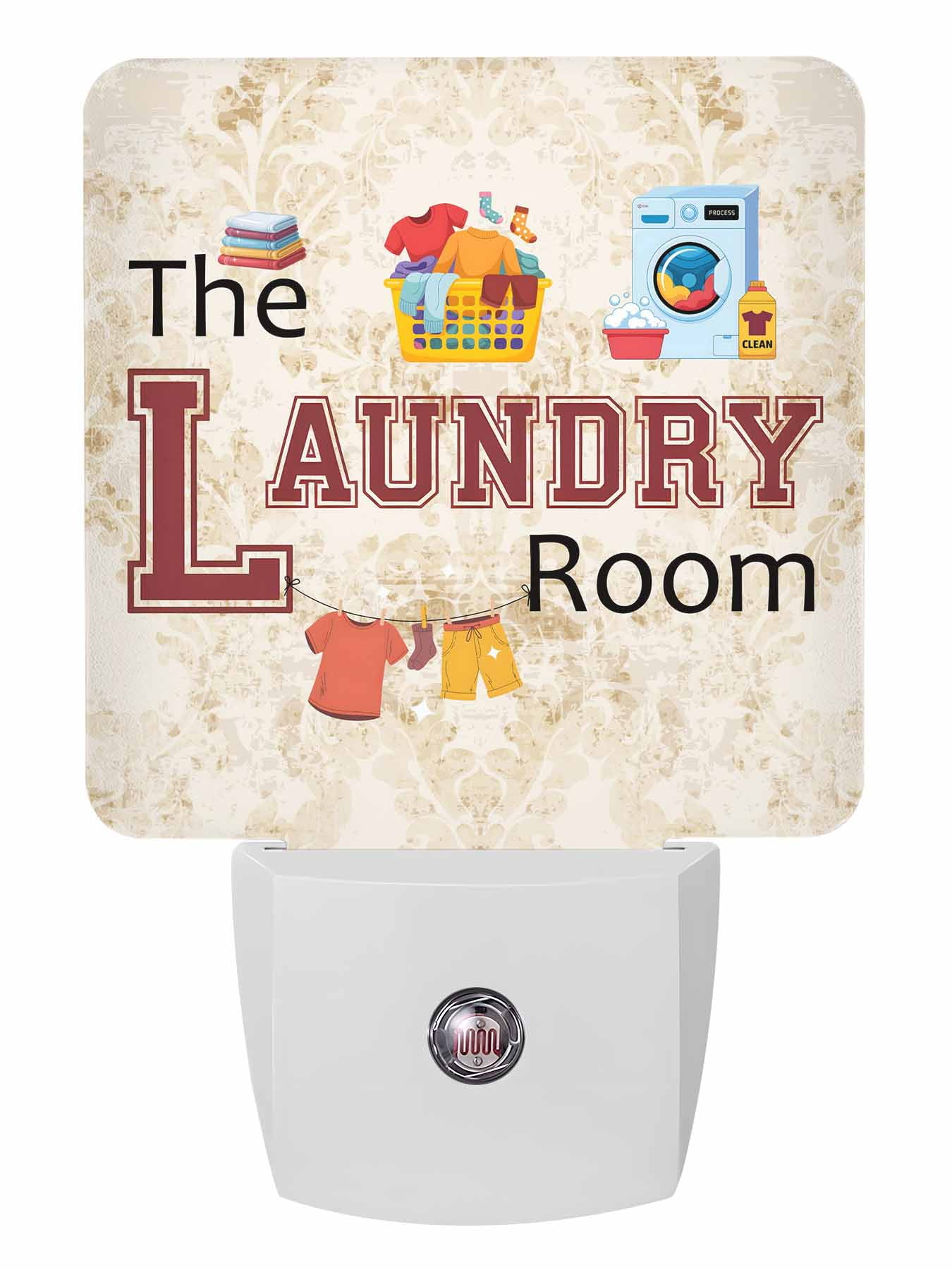 Plug-in Night Light,Laundry Room Clothes Cartoon Style Wall LED Lamp ...