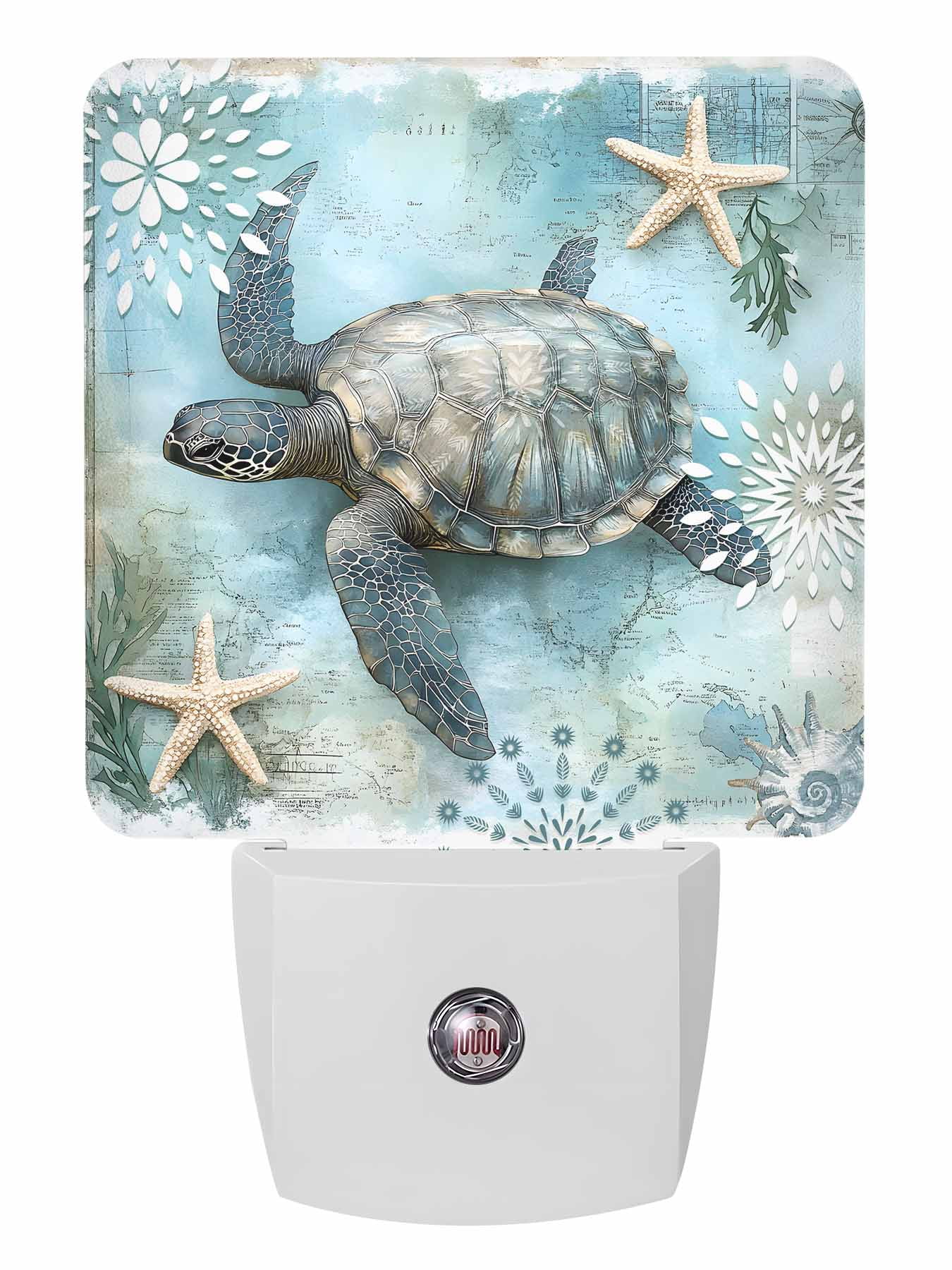Plug-in Night Light,Nautical Sea Turtle Ocean Starfish Conch Wall LED ...