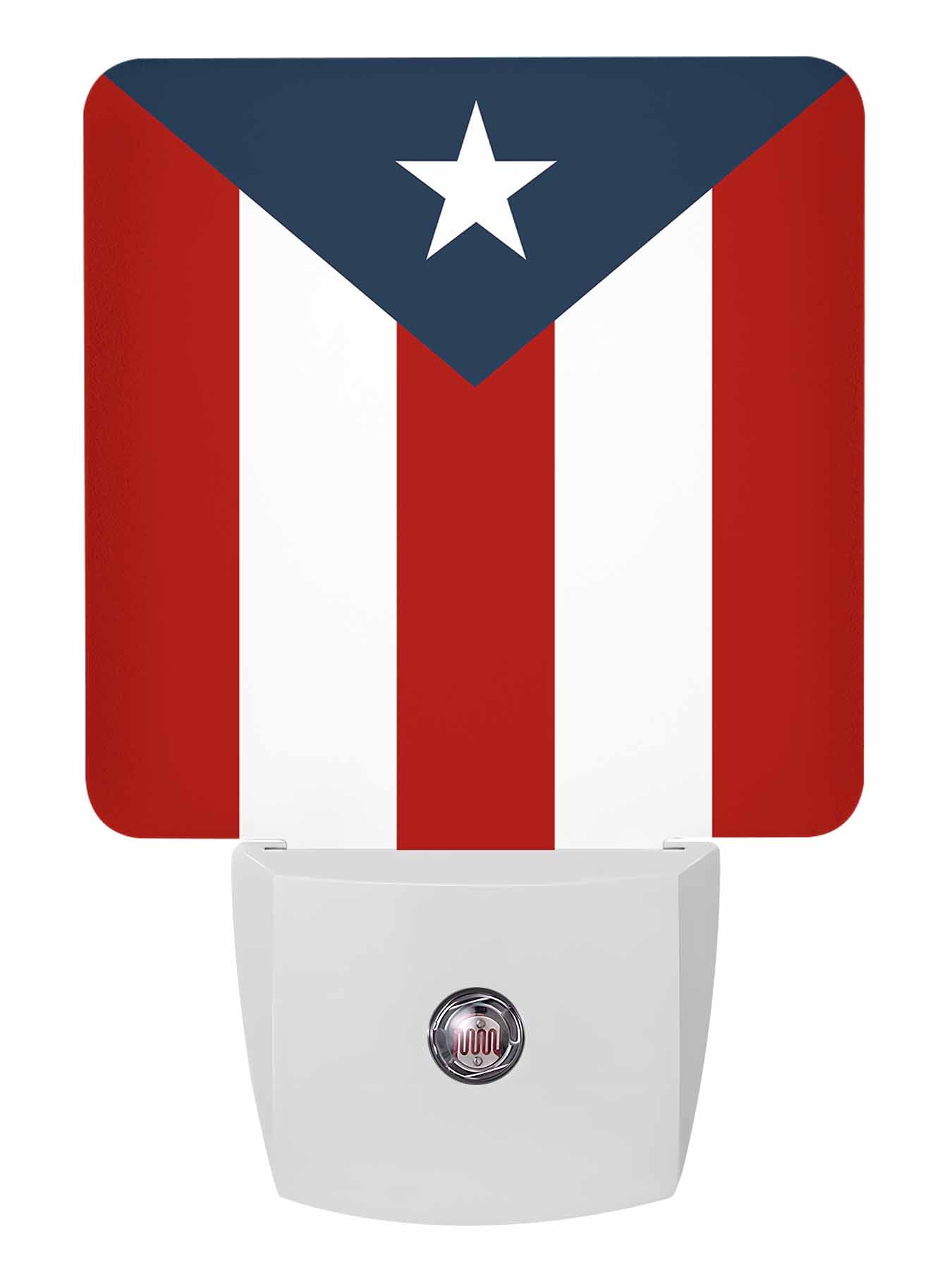 Plug-in Night Light,Puerto Rican Flag Wall LED Lamp with Sensor Auto ...