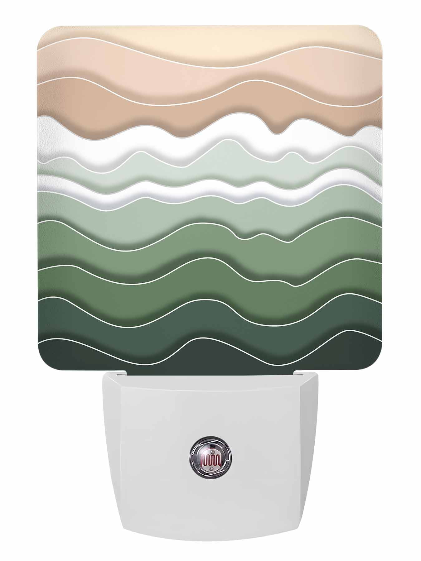 Plug-in Night Light,Sage Green Gradient Water Ripples Wall LED Lamp ...