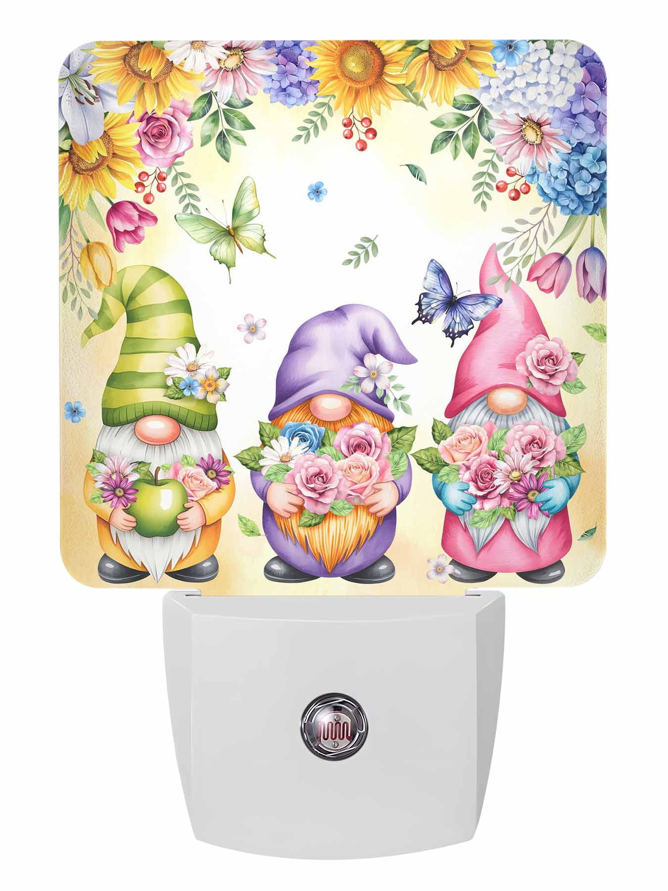 Plug-in Night Light,Spring Blossom Flower Farm Dwarf Wall LED Lamp with ...