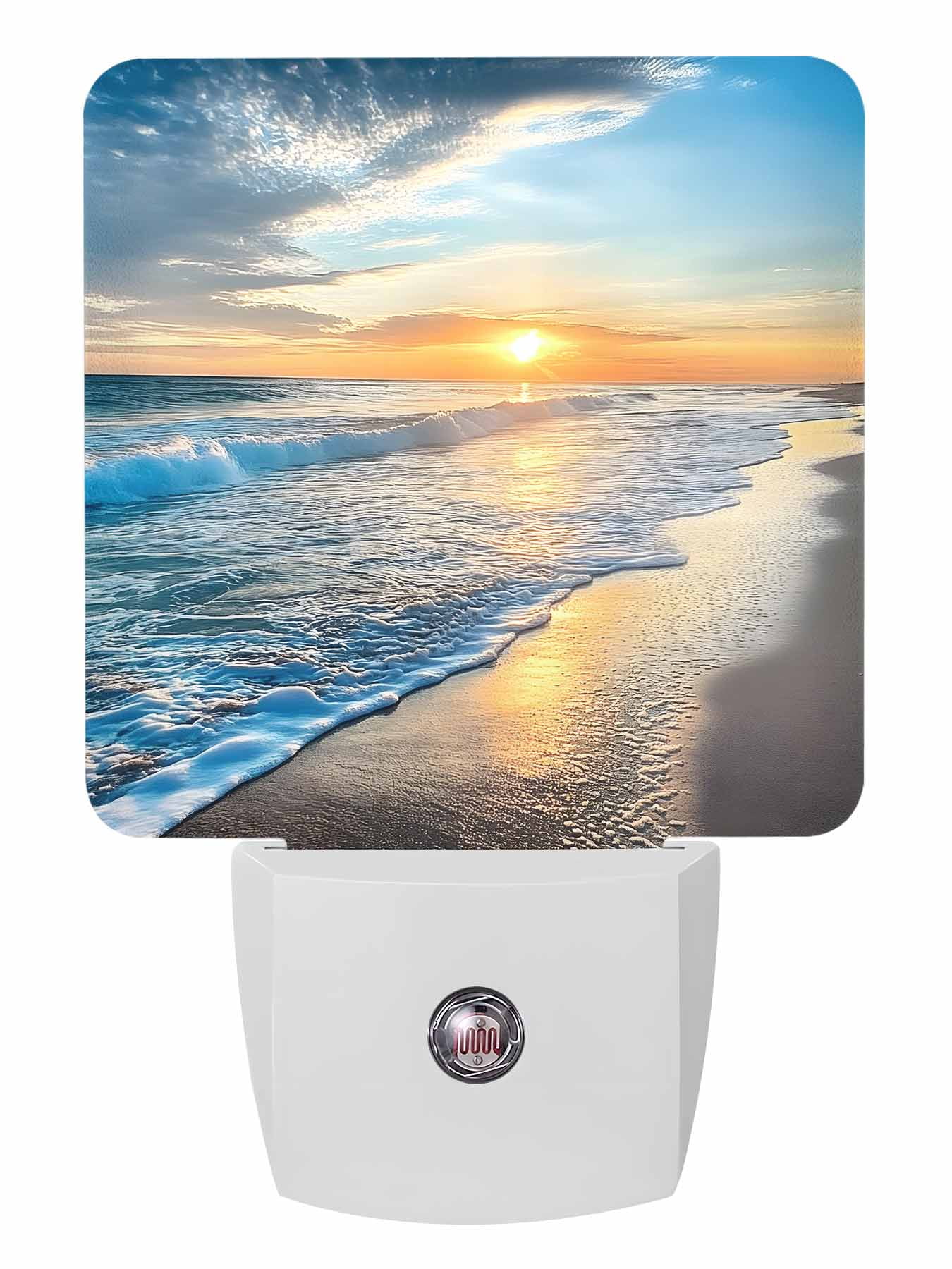 Plug-in Night Light,Summer Ocean Spray Sunset Wall LED Lamp with Sensor ...