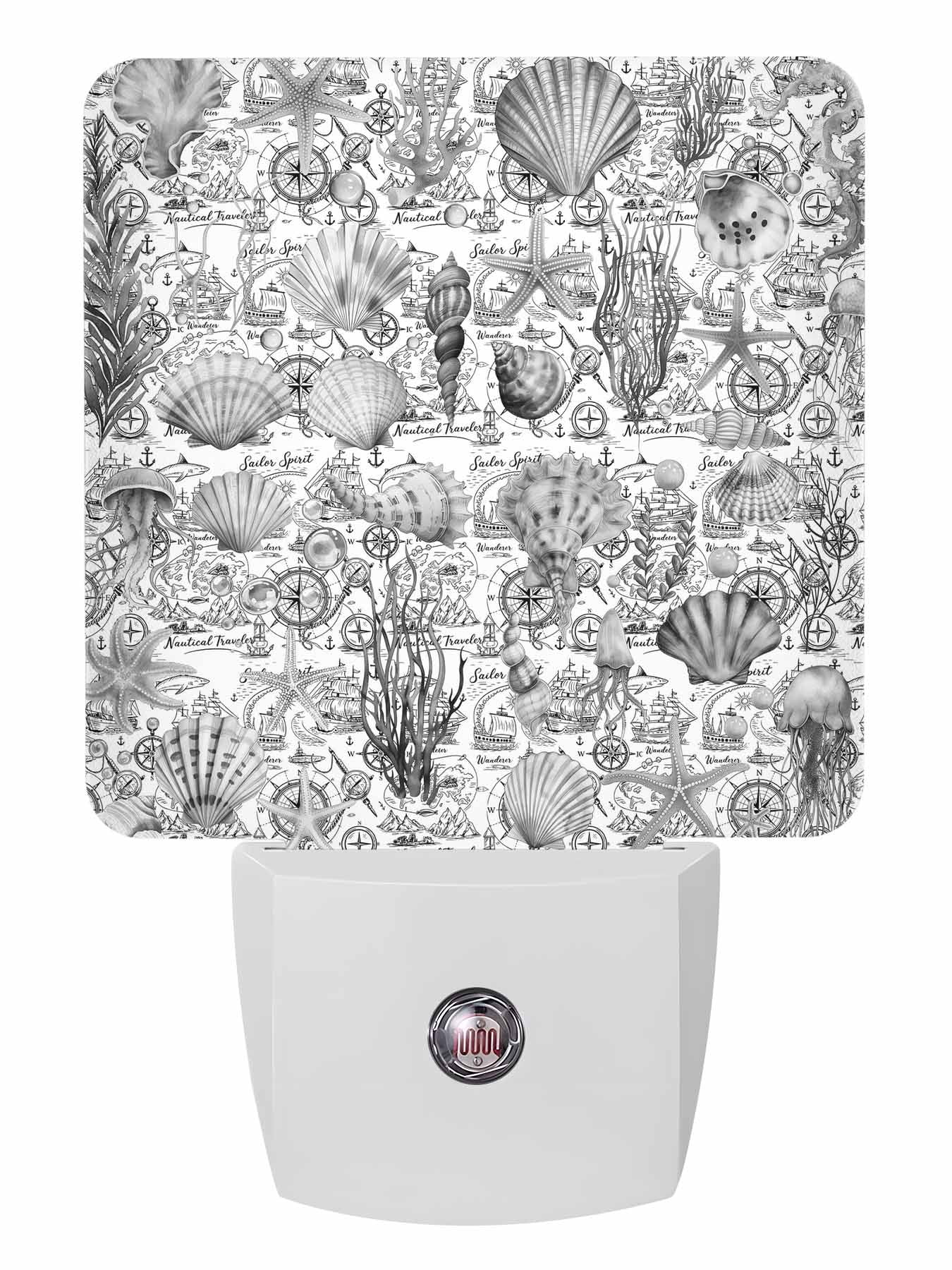 Plug-in Night Light,Watercolor Marine Life Wall LED Lamp with Sensor ...