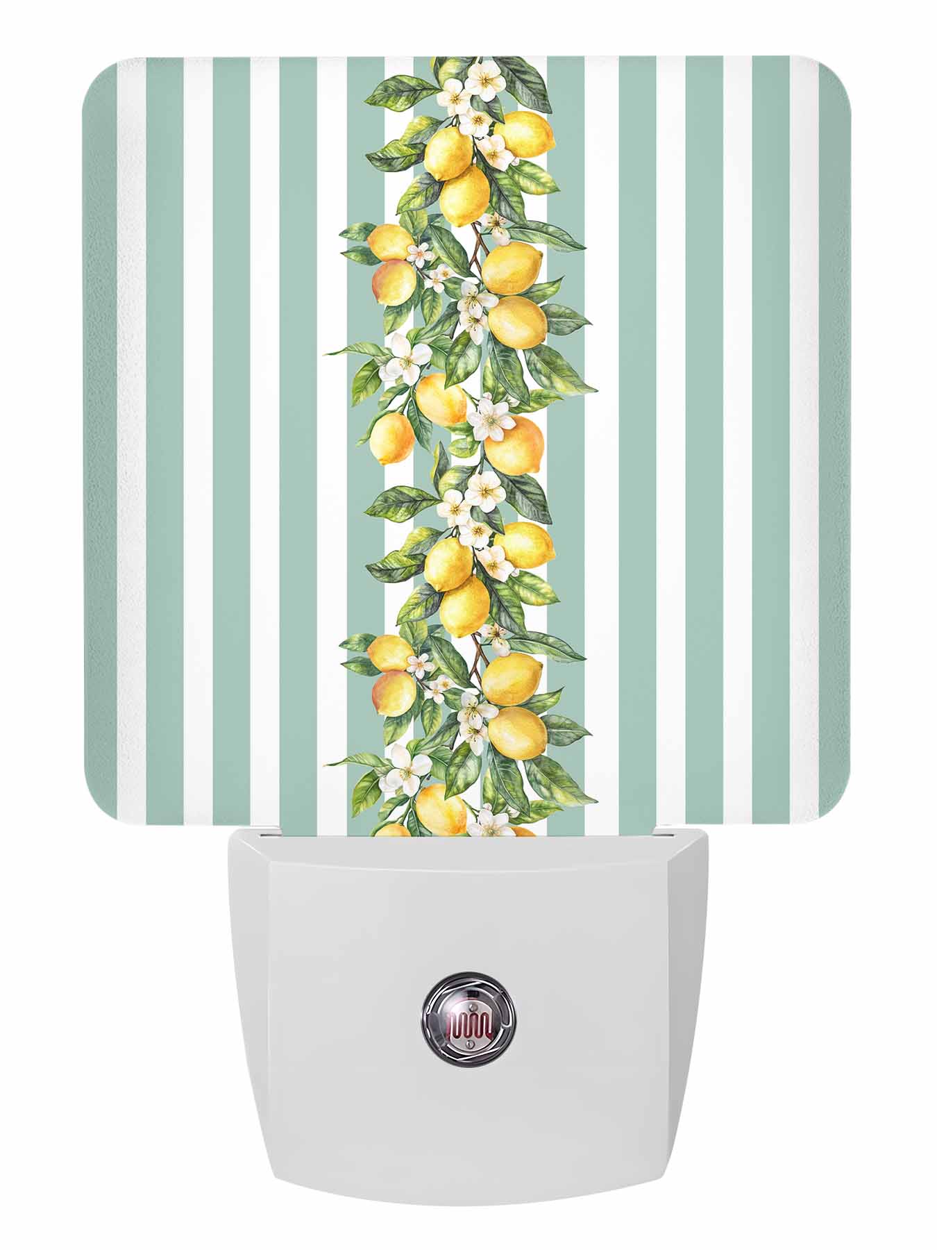 Plug-in Night Light,Watercolor Summer Lemon Leaves Wall LED Lamp with ...