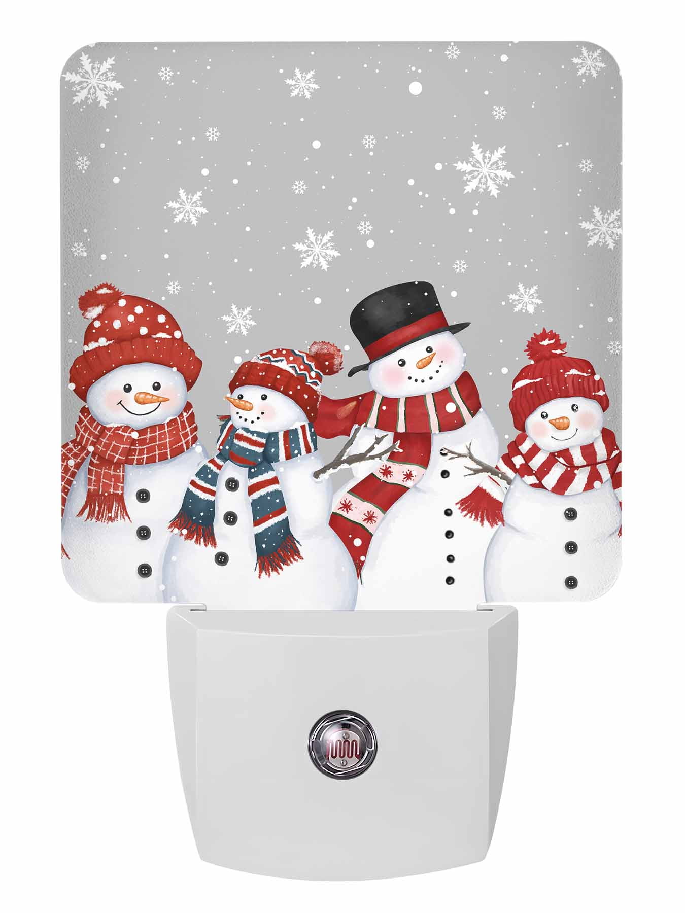 Plug-in Night Light,Xmas Snowman Snowflakes on Grey Wall LED Lamp with ...