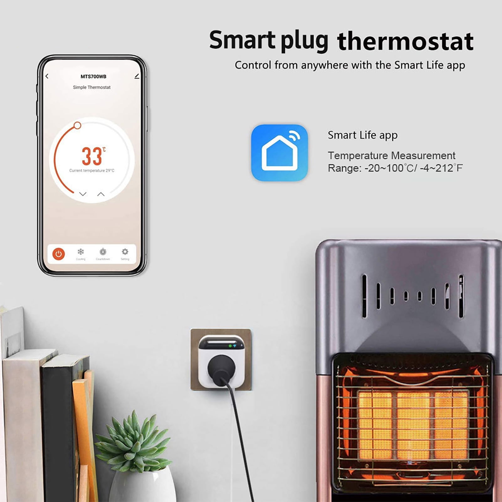 Plug-in Smart Thermostat Socket 10A Programmable Timed Mini Wifi ...