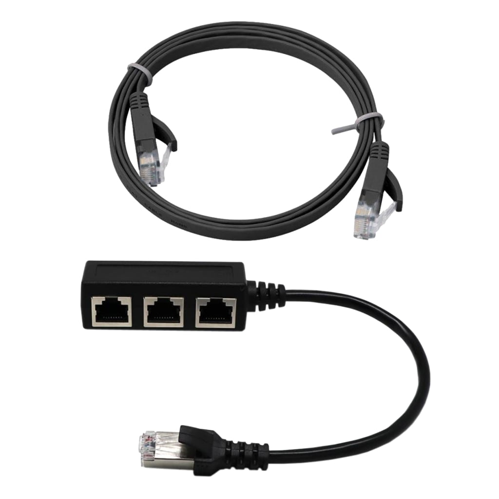 Plug to 3x Sockets Extension Cable Network Cable Extender Splitter Hub ...