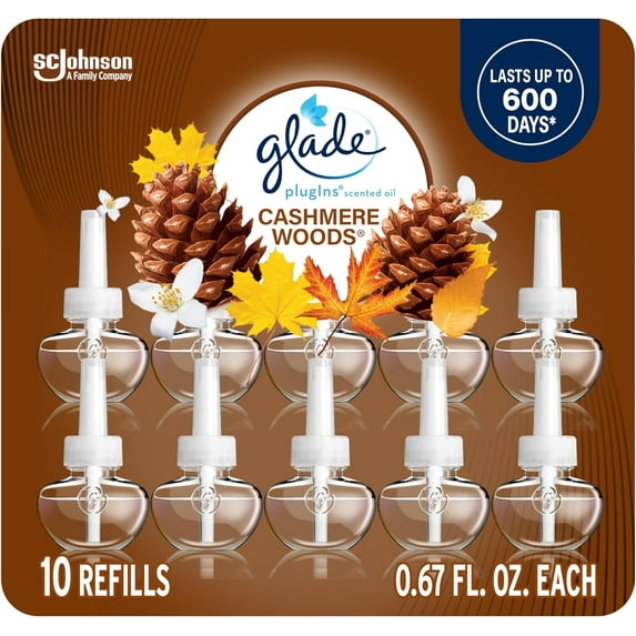 PlugIns Refills Air Freshener, Scented and Essential Oils for Home and Bathroom, Cashmere Woods ...