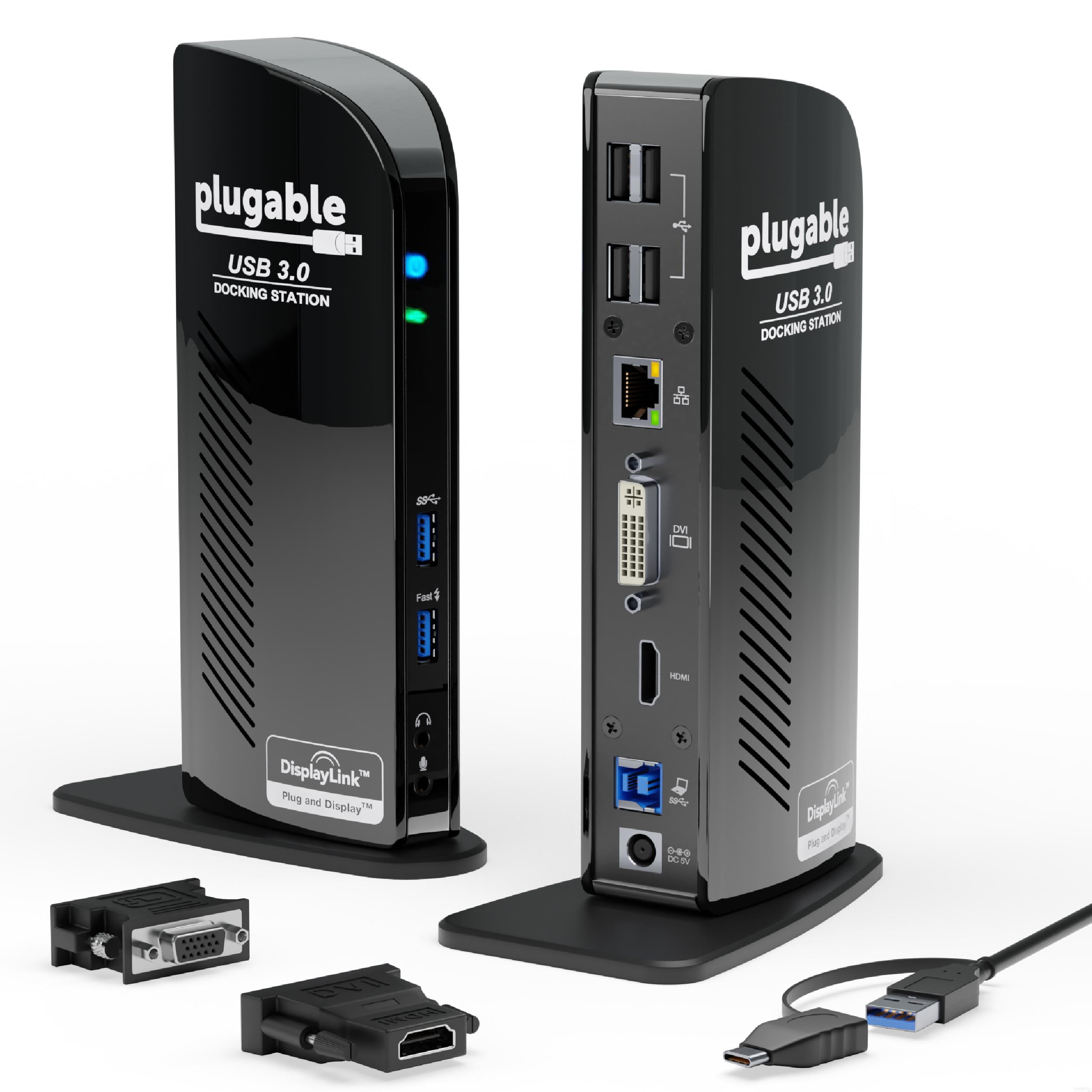Plugable USB 3.0 Docking Station for Windows/Mac, Dual Monitor, VGA, 6 ...