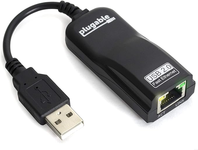 Plugable USB 2.0 to Ethernet Fast 10/100 LAN Wired Network Adapter - Driverless and Compatible ...