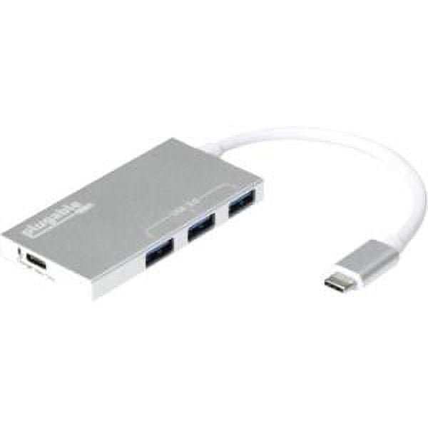Plugable USB-C 3-Port USB 3.0 SuperSpeed Aluminum Hub with Pass-Through ...