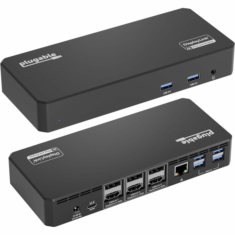 Plugable 12-in-1 Multiport USB C Hub Docking Station, Triple 4K HDMI ...