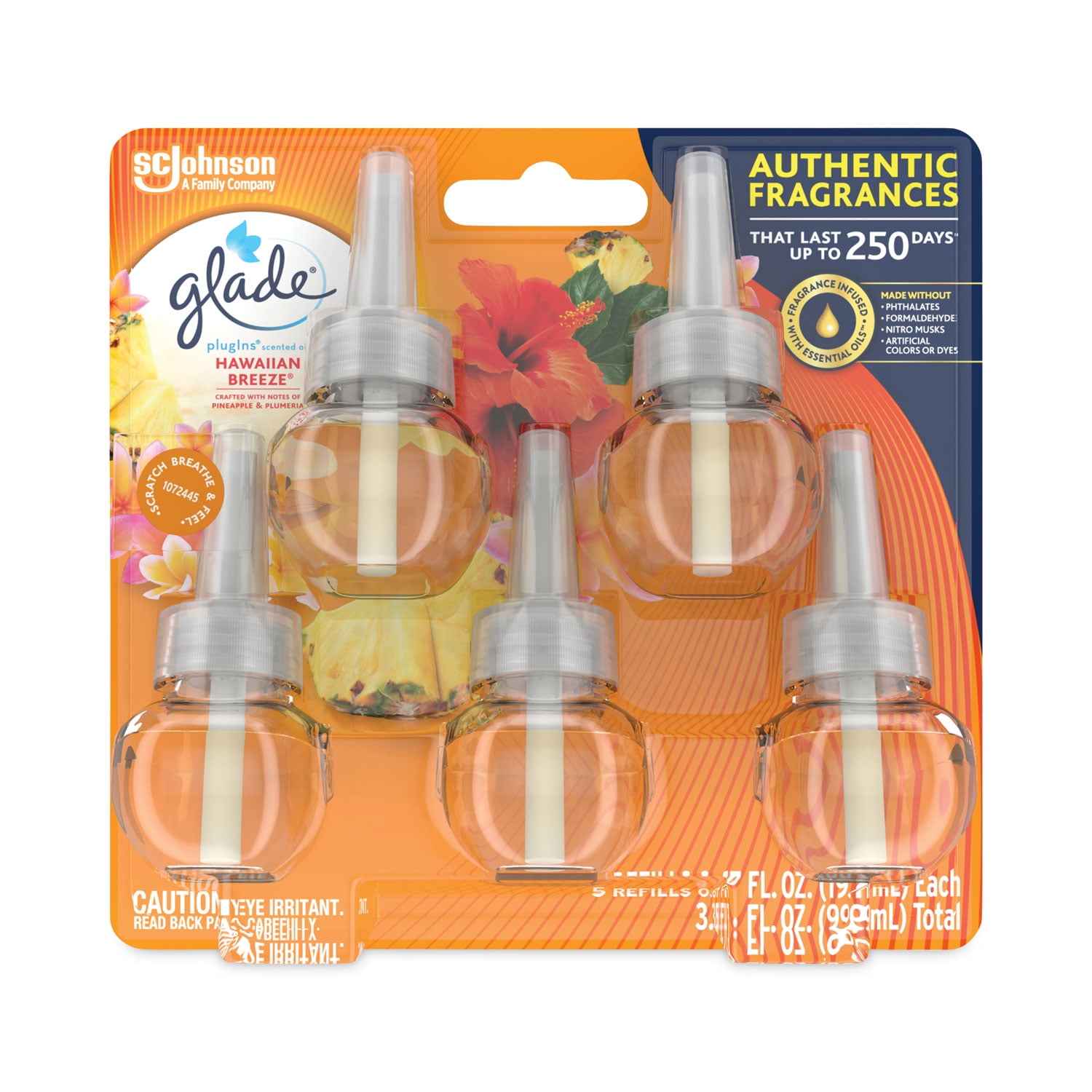 Plugin Scented Oil Refill, Hawaiian Breeze, 0.67 oz, 5/Pack | Bundle of ...