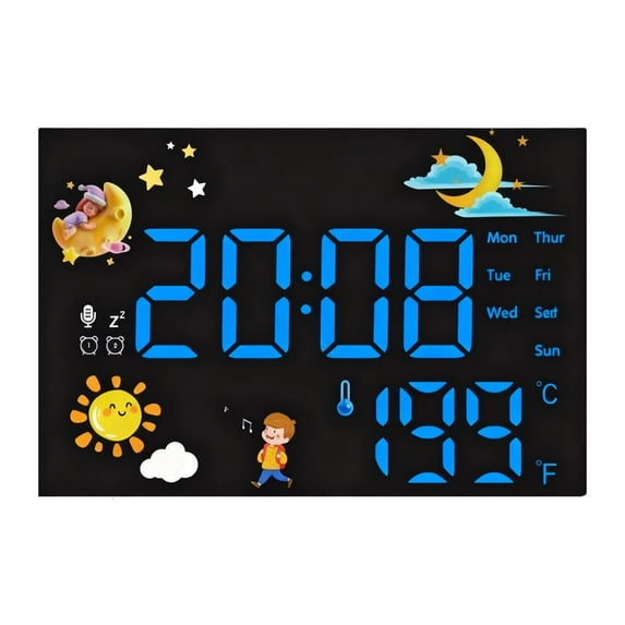 Plugs In Multicolor Digital Clock Accurate Temperature Sensors Date ...