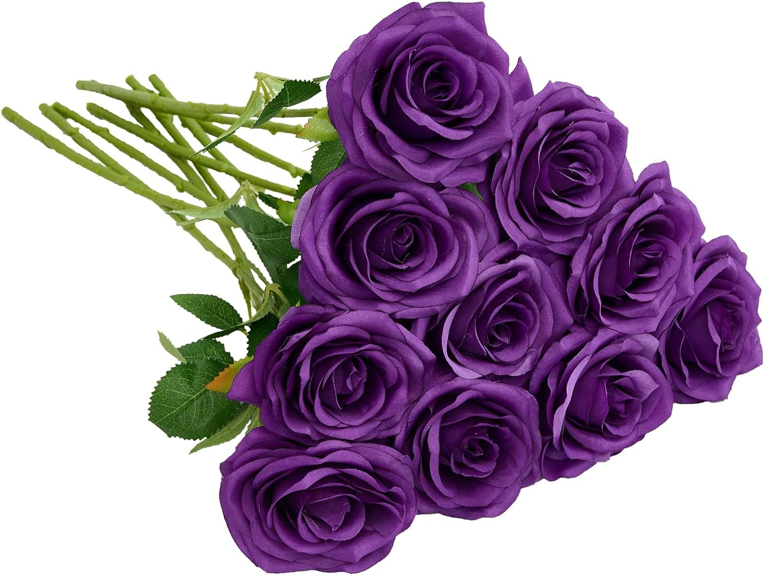 Plum Artificial Rose 10pcs Open Flower Bouquet Faux Rose Stems for ...