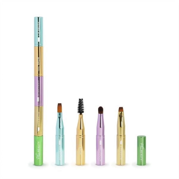 Plum Beauty 4-in-1, Stackable, Travel Makeup Brush Set, Multi - Walmart.com