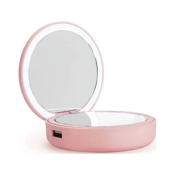 Plum Beauty Compact Beauty LED Mirror Power Bank, Pink 4299 - Walmart.com